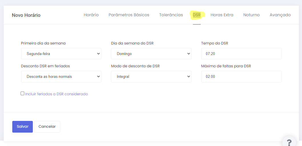 Como configurar o horário no RHID: DSR – Curso Ponto Online